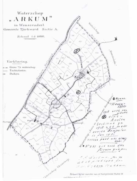 Kaartje van het Waterschap Arkum • Tsjerkwert